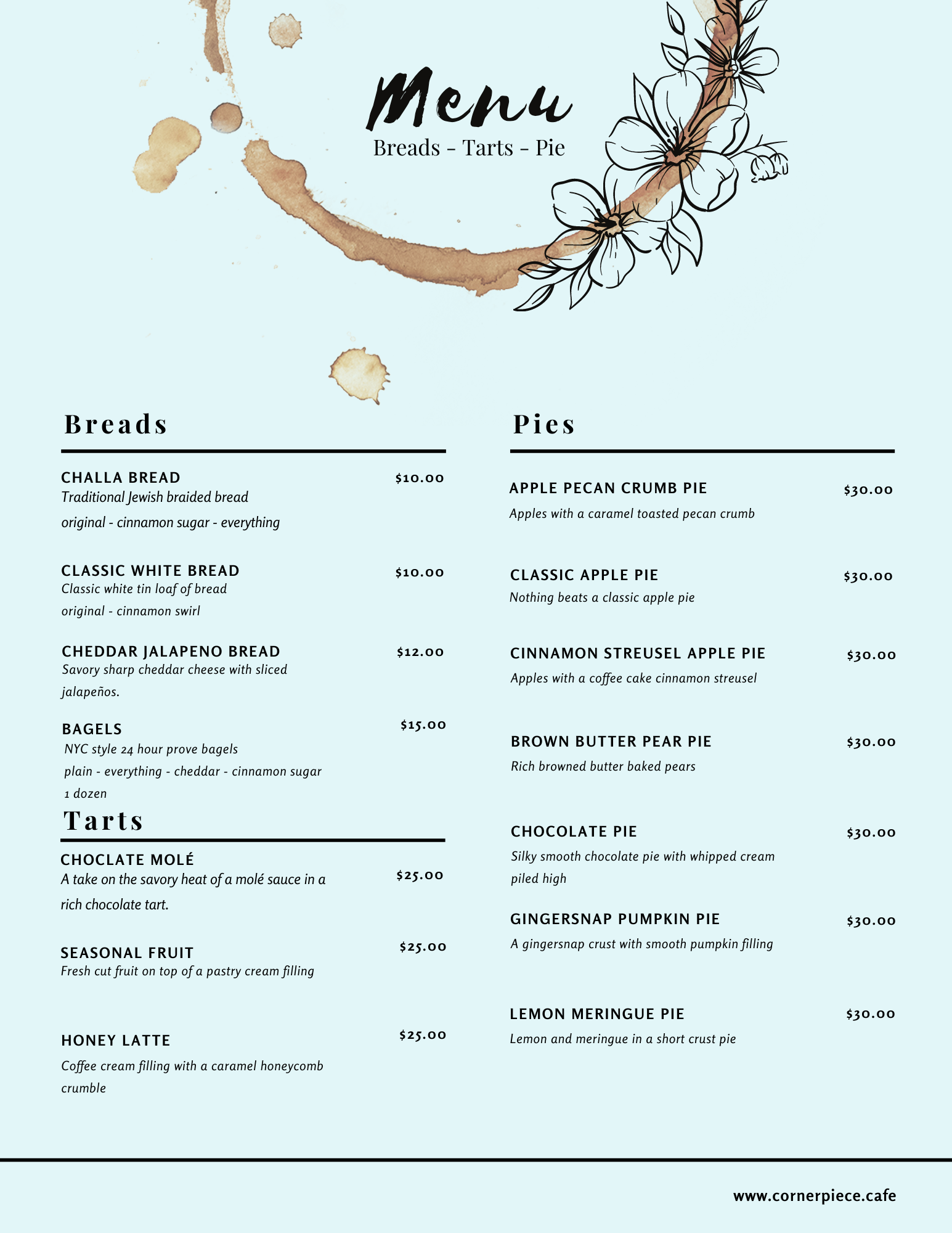 Menu – Corner Piece